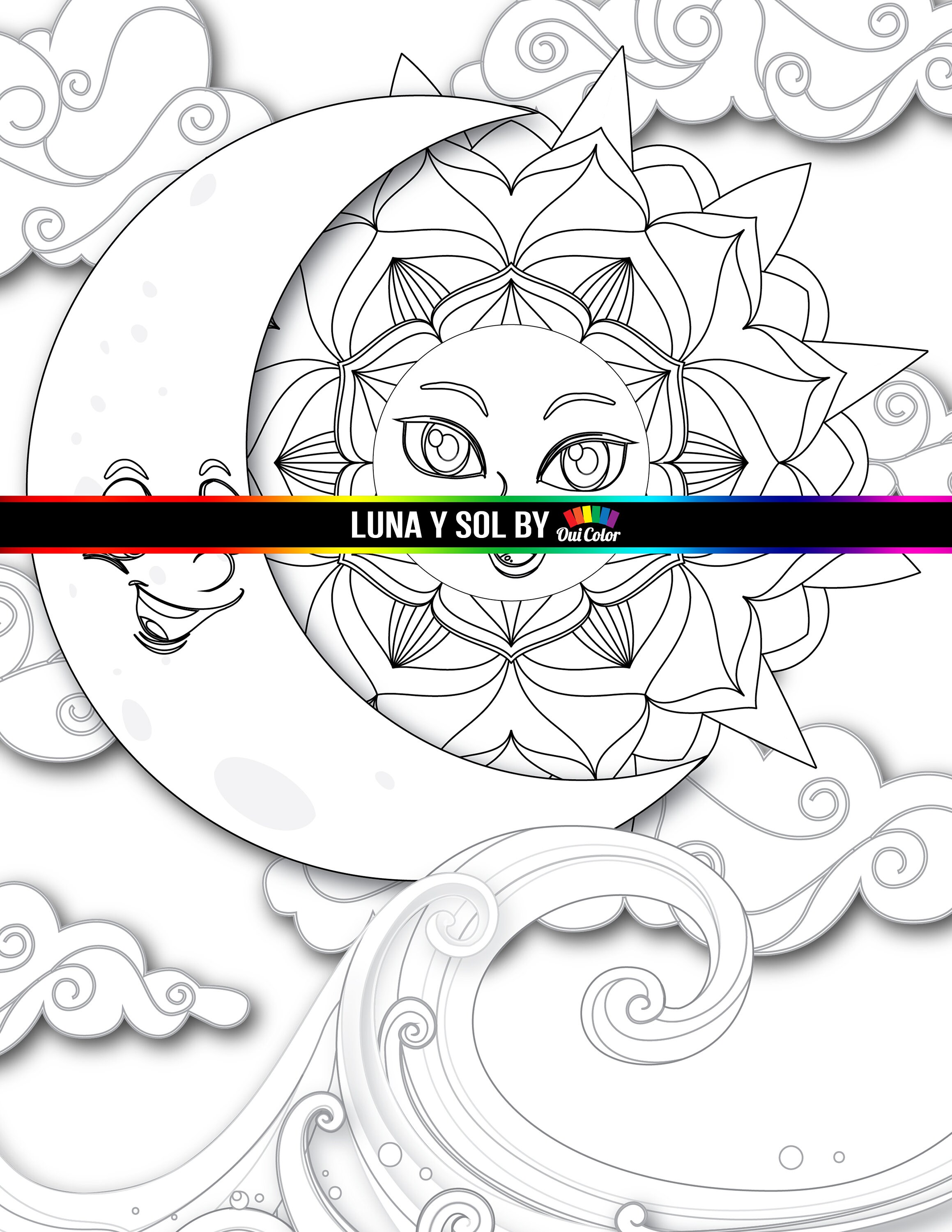 Sun Moon Stars Printable Adult Coloring Pages | Luna Y Sol: Adult ...