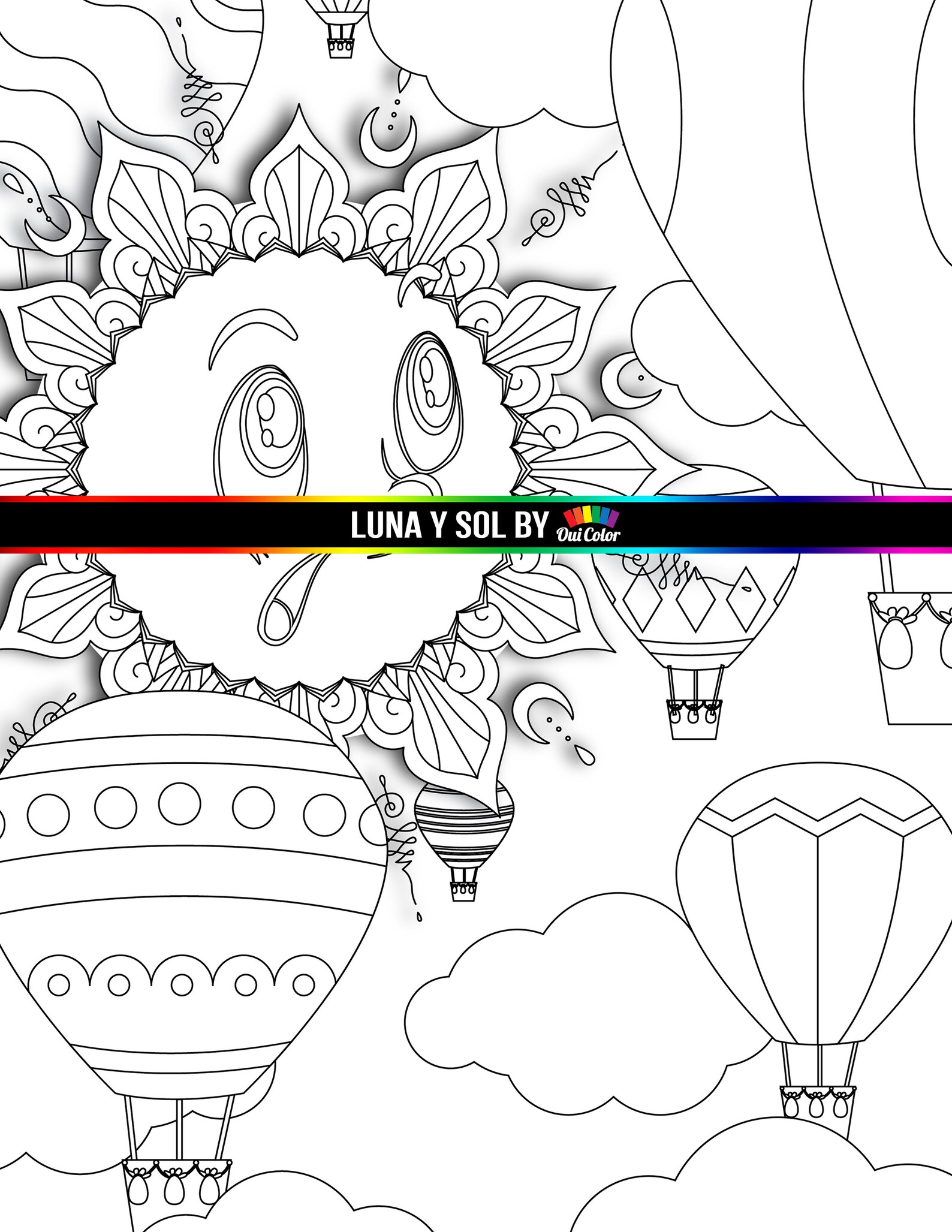 Sun Moon Stars Printable Adult Coloring Pages | Luna Y Sol: Adult ...