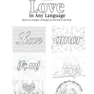 Love Language Cute Printable Adult Coloring Book Love in Any Language ...