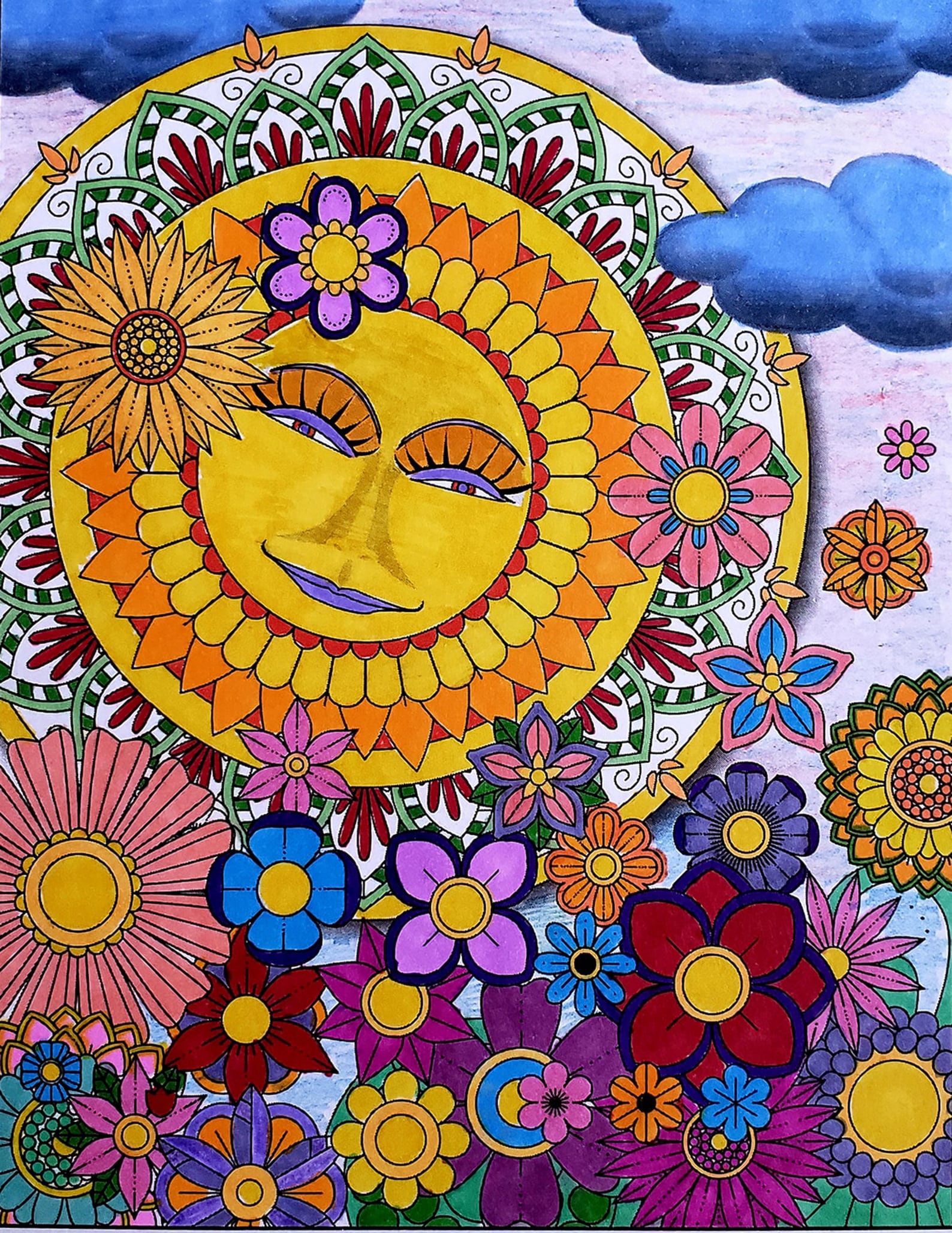 Sun Moon Stars Printable Adult Coloring Pages Luna Y Sol: | Etsy