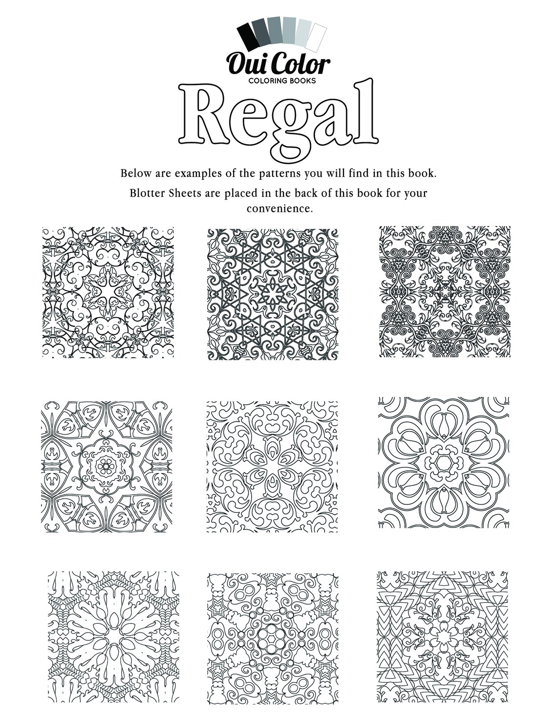 Pattern Pages Adult Coloring Book Printable | Regal: 30 Royal Patterns ...