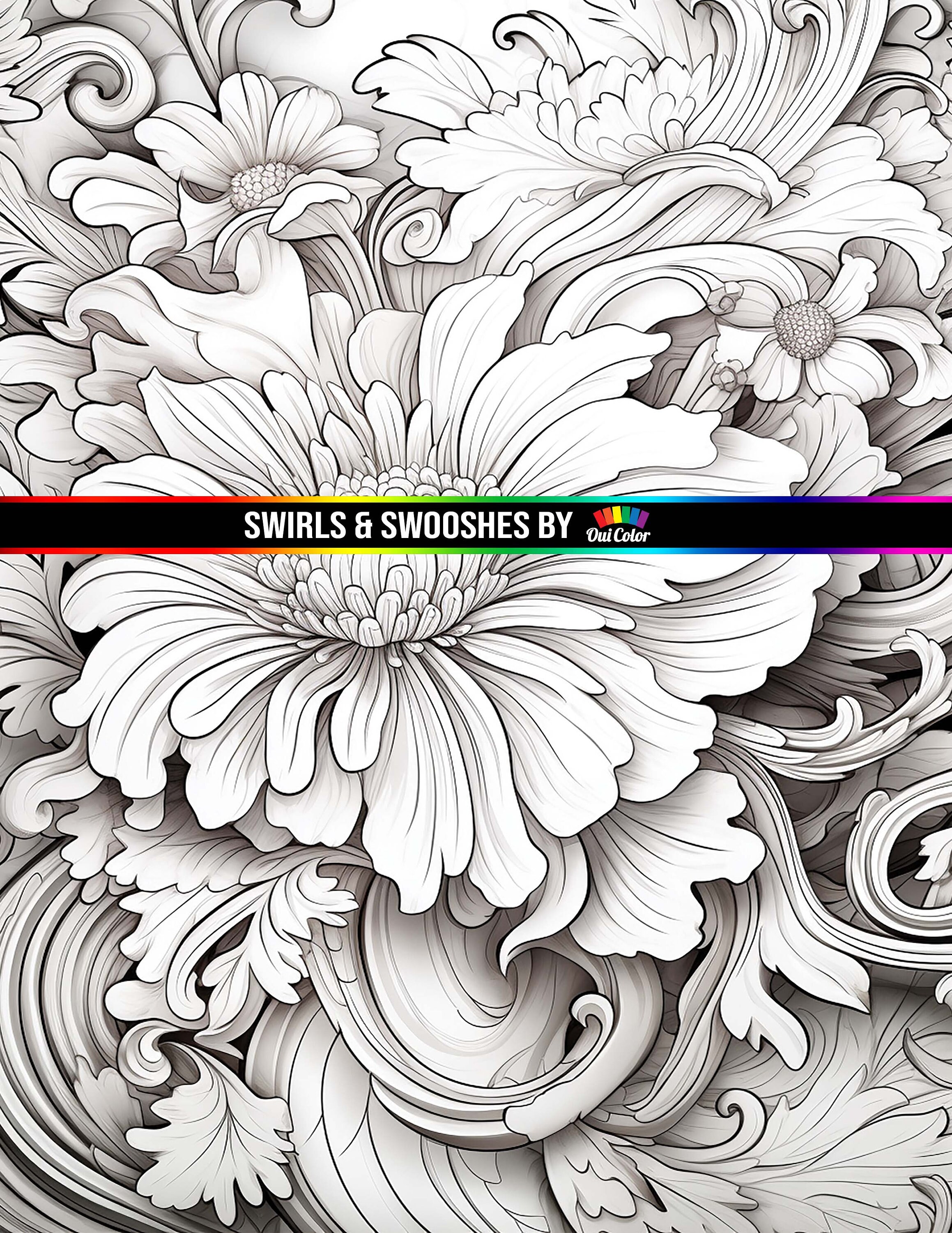 30 Floral Swirls and Swooshes Coloring Pages | Artistic Designs ...