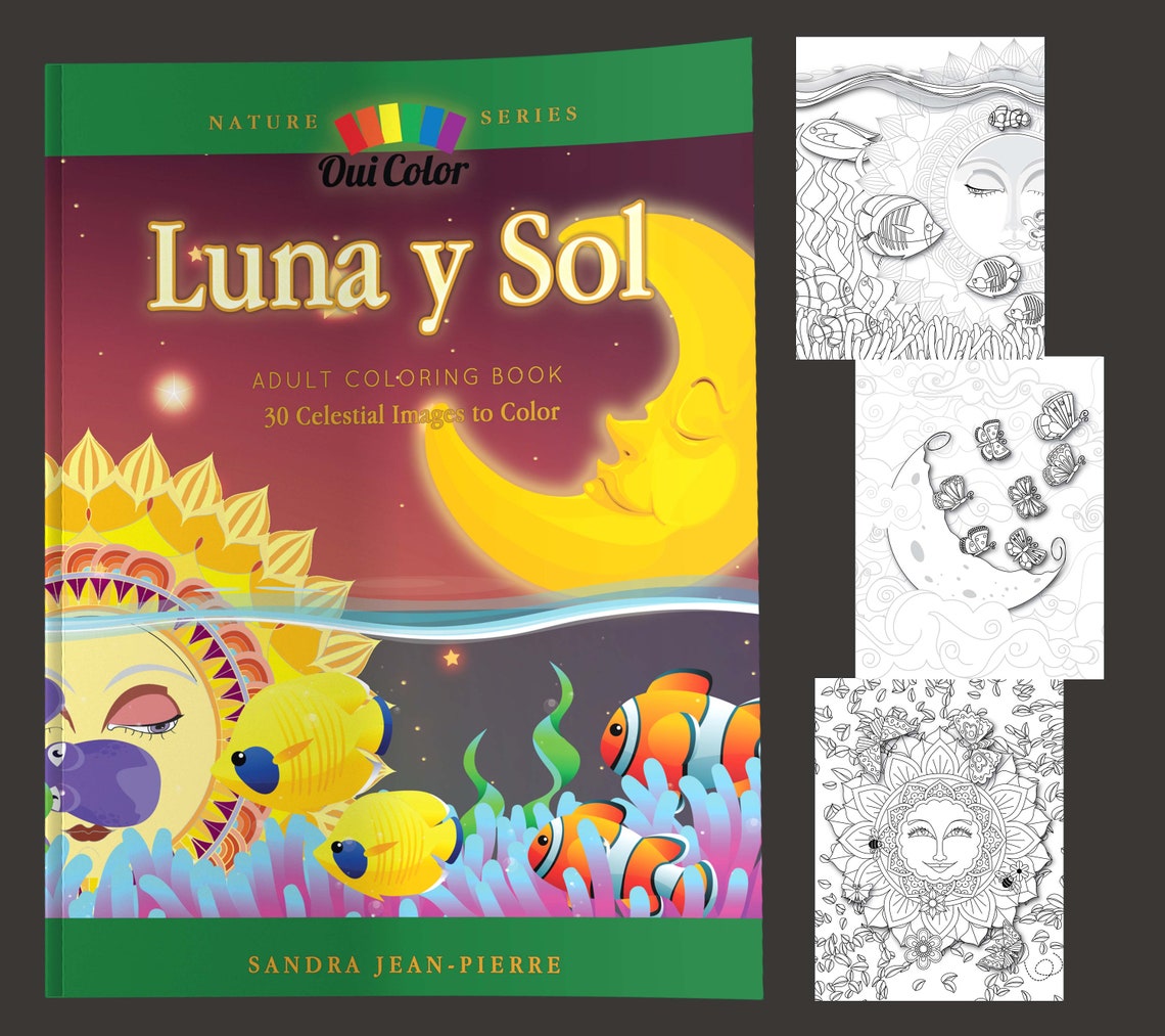 Sun Moon Stars Printable Adult Coloring Pages Luna Y Sol: Adult ...