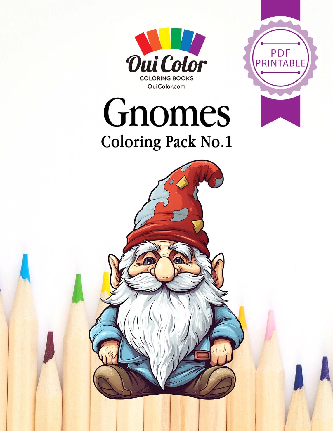 Cute Gnomes Coloring Pages for Adults | Instant Download-grayscale ...