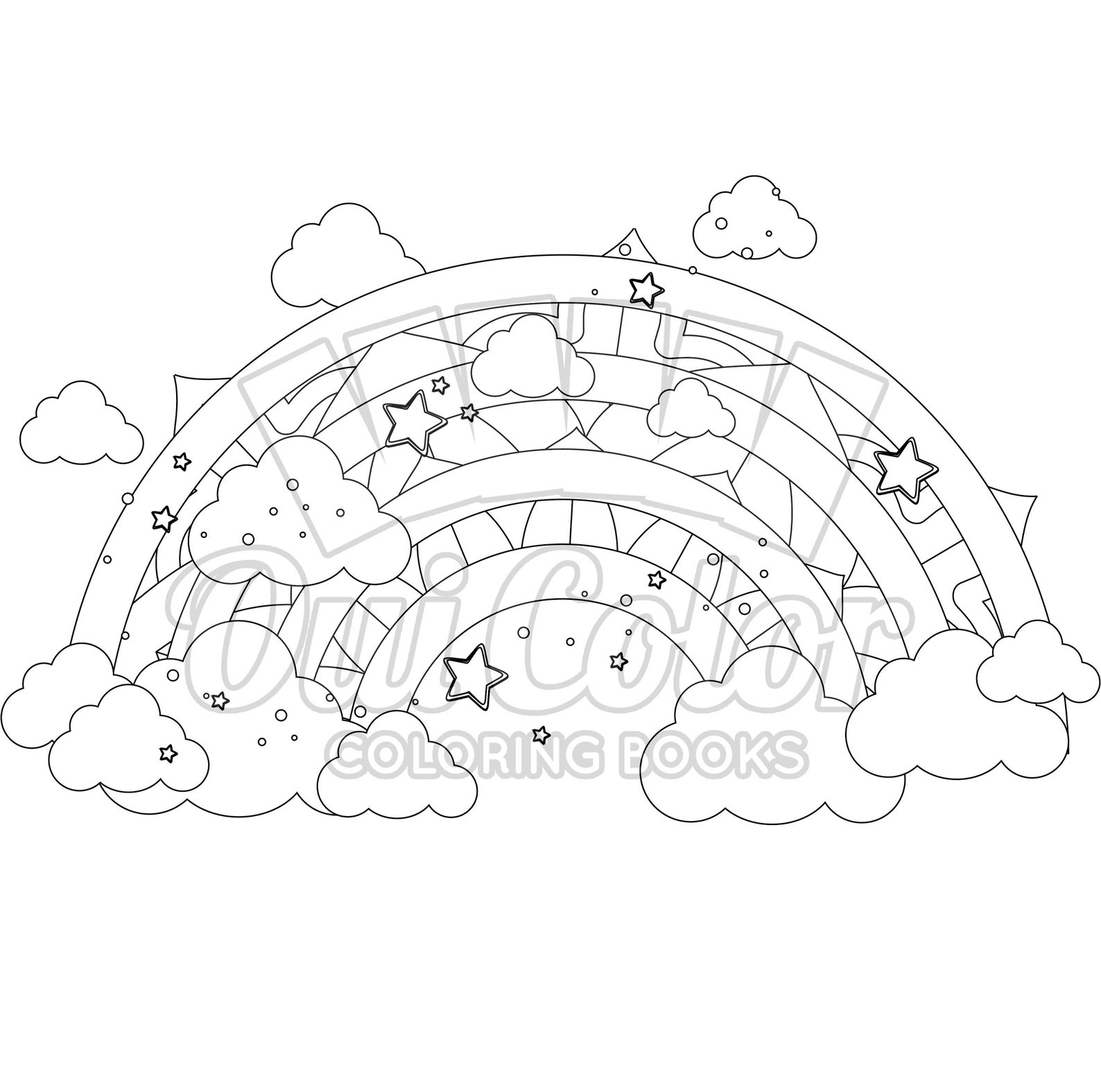 Rainbow Sun Cloud Printable Adult Coloring Pages | Rainbow: Coloring ...