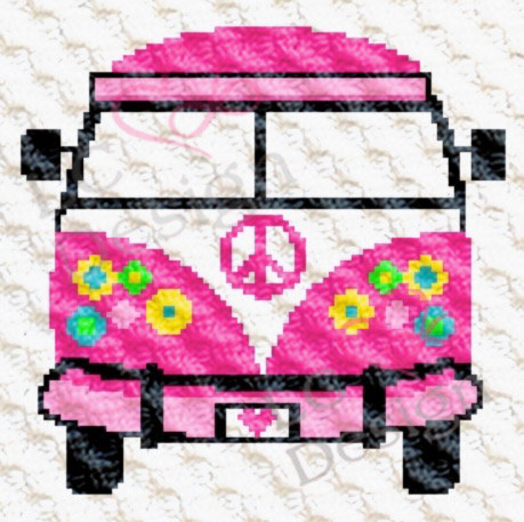 Groovy Peace Van Corner 2 Corner C2C Crochet Pattern INSTANT DIGITAL ...