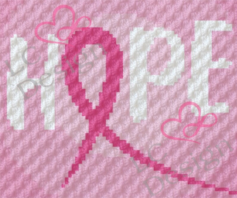 Breast Cancer Hope Ribbon INSTANT DIGITAL DOWNLOAD Corner 2 Corner C2C ...