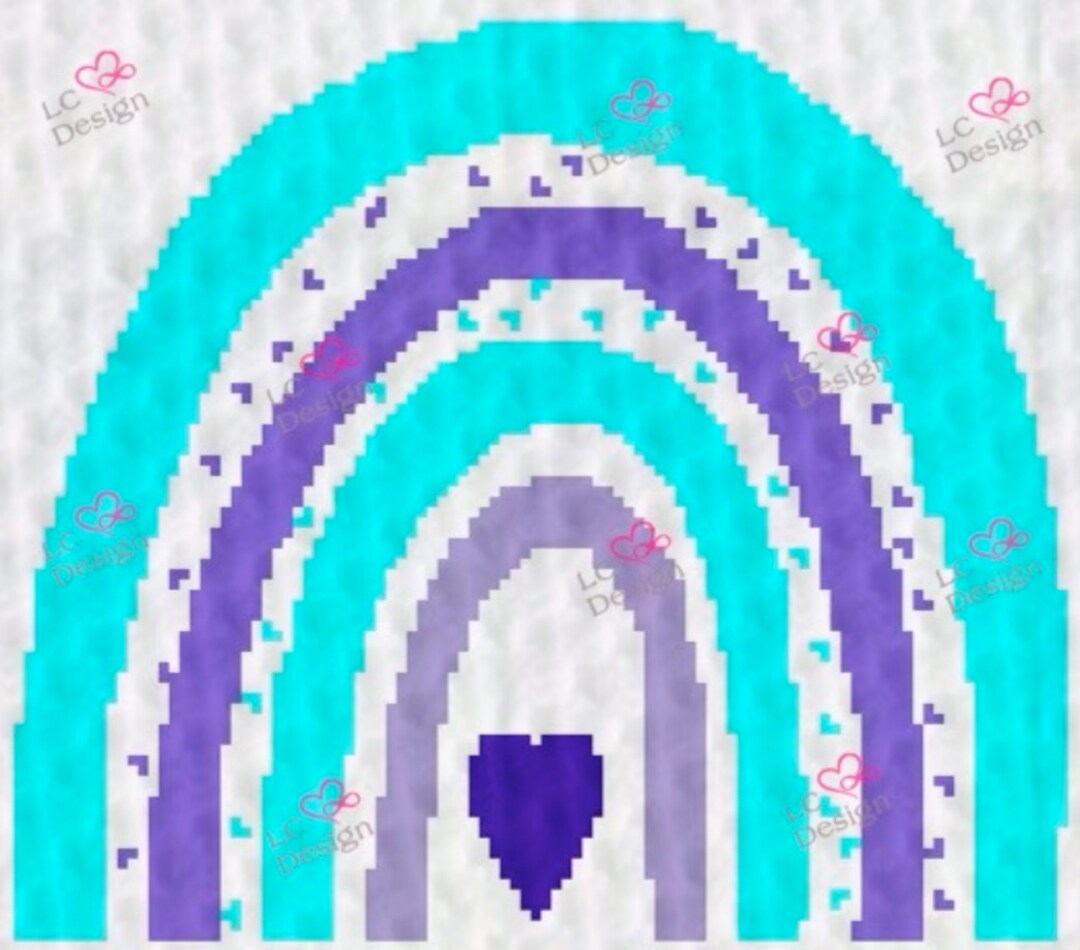 Aqua/purple Rainbow Corner 2 Corner Crochet Pattern INSTANT DIGITAL ...