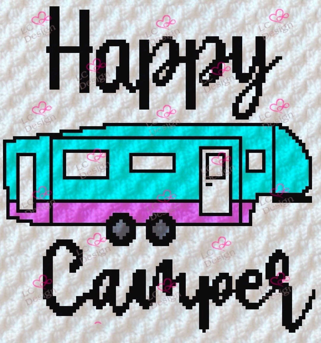 Happy Camper 5th Wheel Blanket, Corner 2 Corner Crochet Pattern, C2C ...