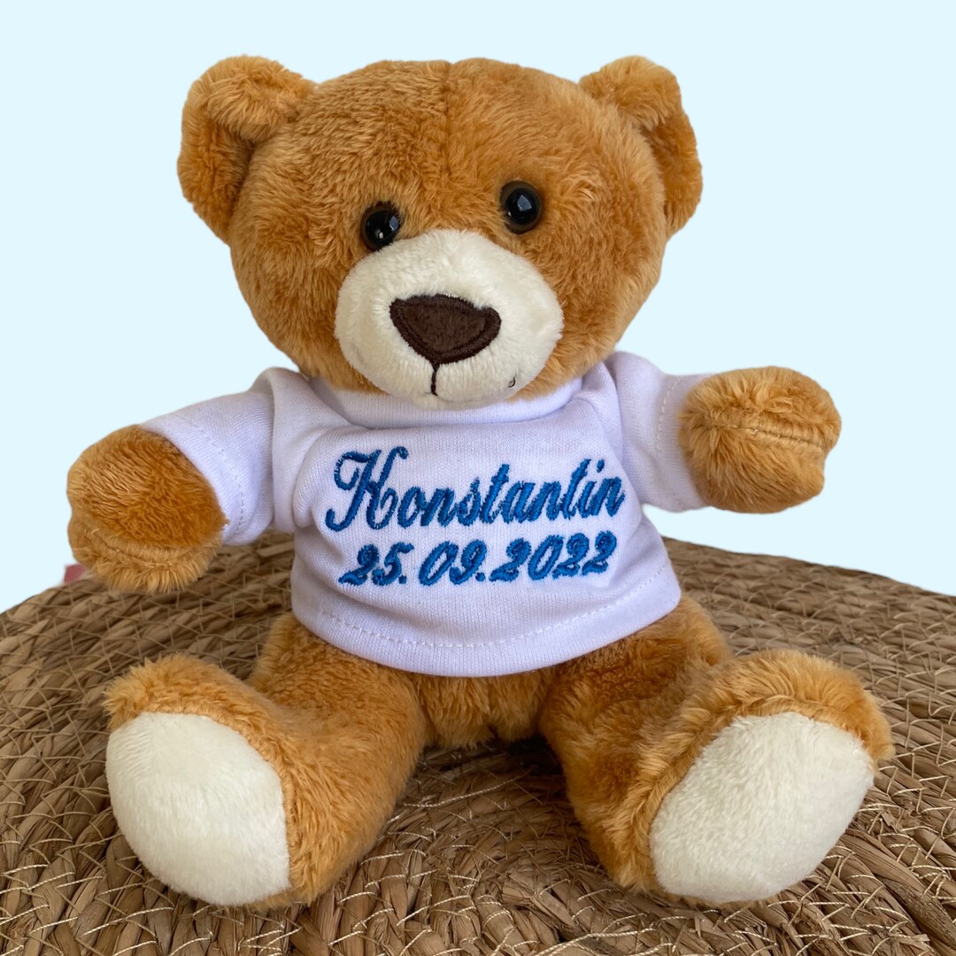 Birth Teddy Bear With Name and Date of Birth, Personalized Cuddly Toy ...