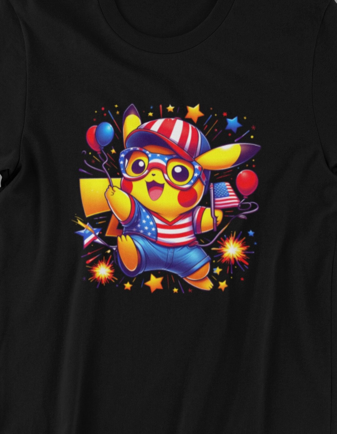 July 4th Pikachu Shirt, Pokémon Shirt, Independance Day T-shirt, Red ...