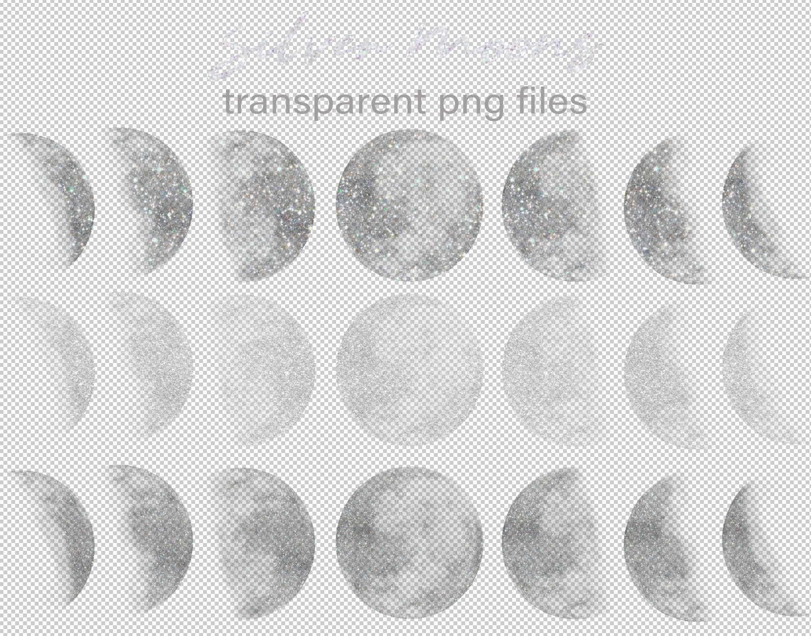 Moon Overlay Clip Art Silver PNG Format Instant Download - Etsy