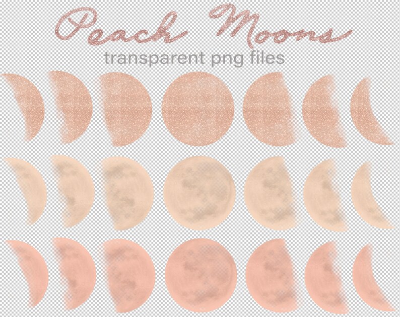 Moon Overlay PNG Format Instant Download | Peach Moons Clipart - Etsy
