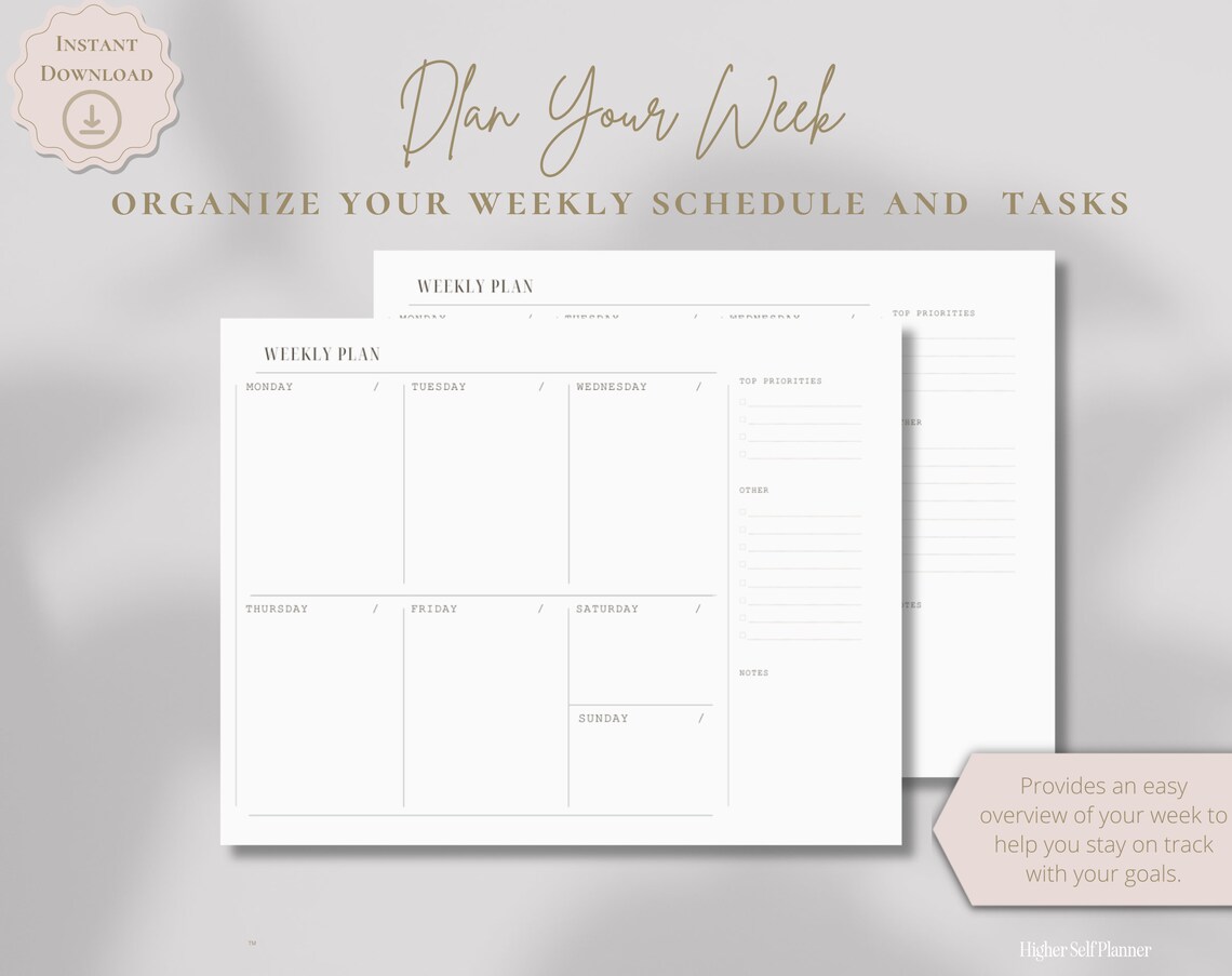 Weekly to Do List Printable Weekly Calendar Printable to Do Weekly ...