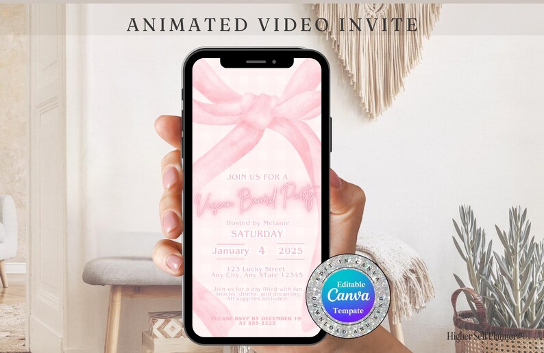 Vision Board Party Digital Invitation Canva Done for You Video ...