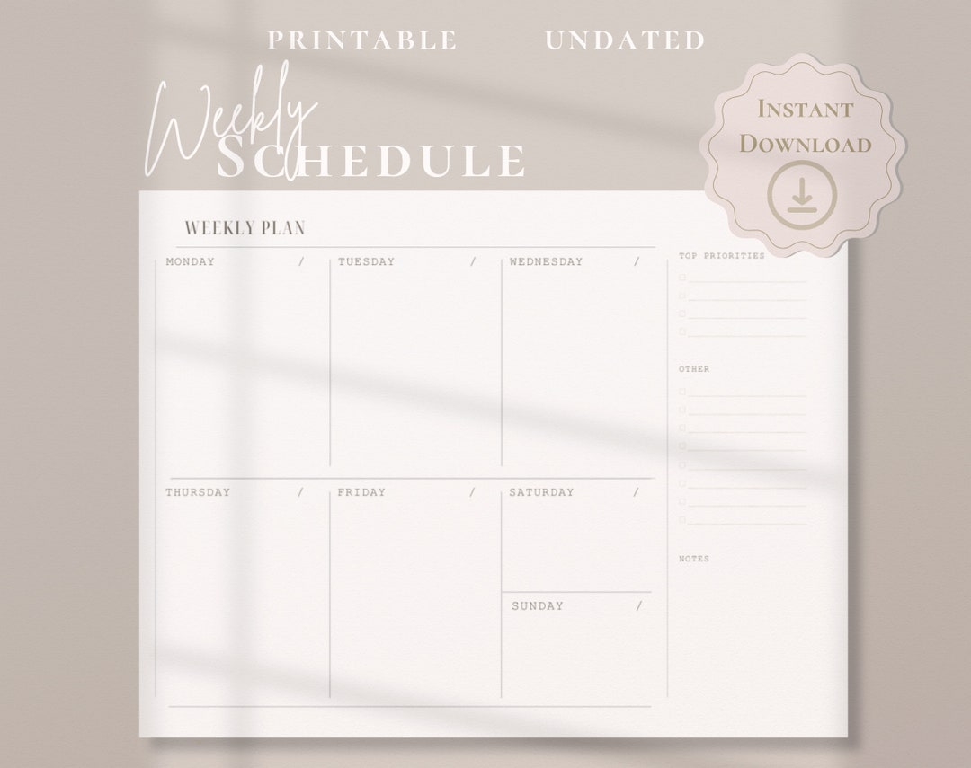 Weekly to Do List Printable Weekly Calendar Printable to Do Weekly ...