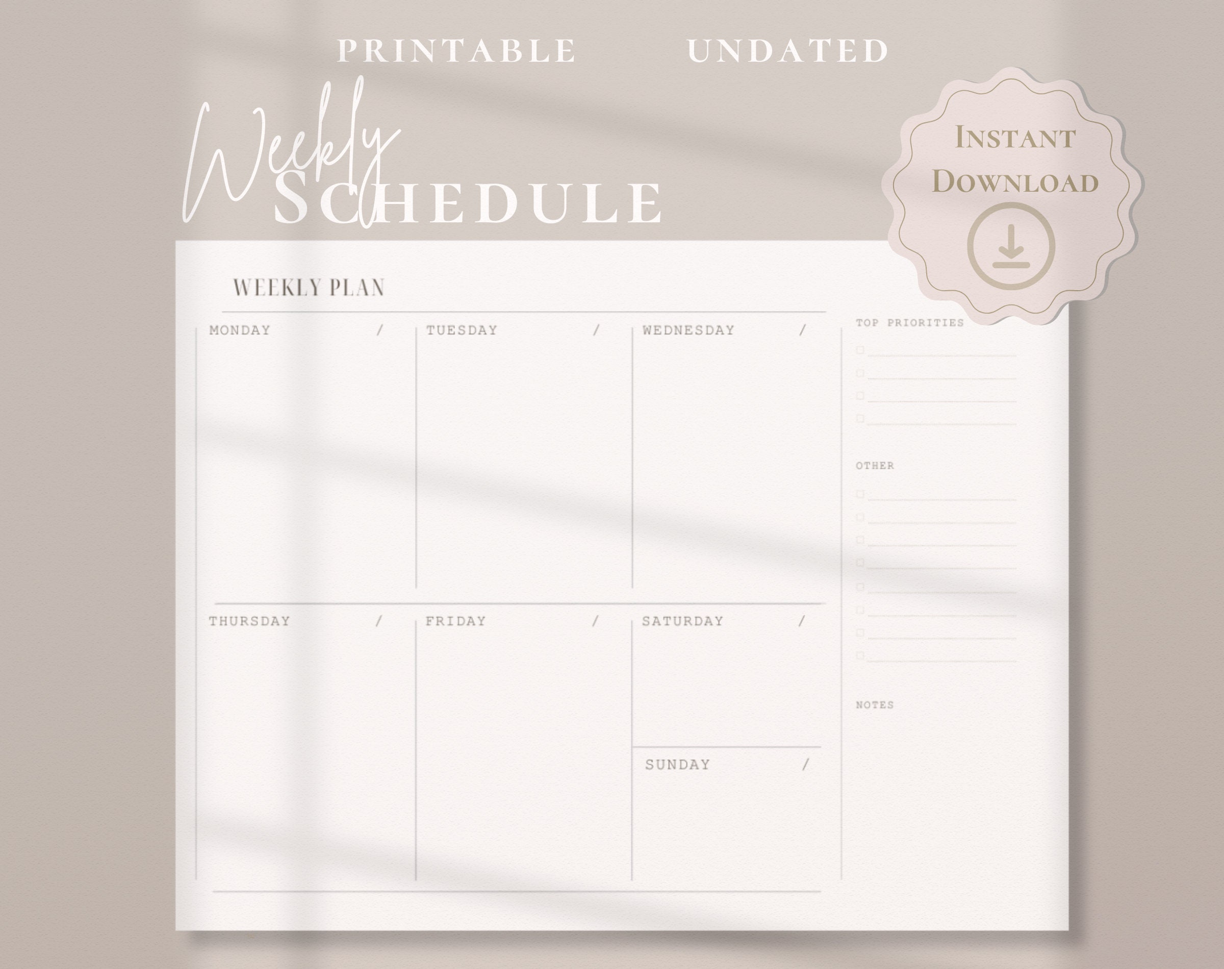 Weekly to Do List Printable Weekly Calendar Printable to Do Weekly ...