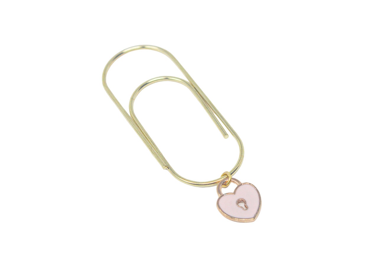 Pink Heart Key Keyhole Gold Planner Paperclip Jumbo Size - Etsy