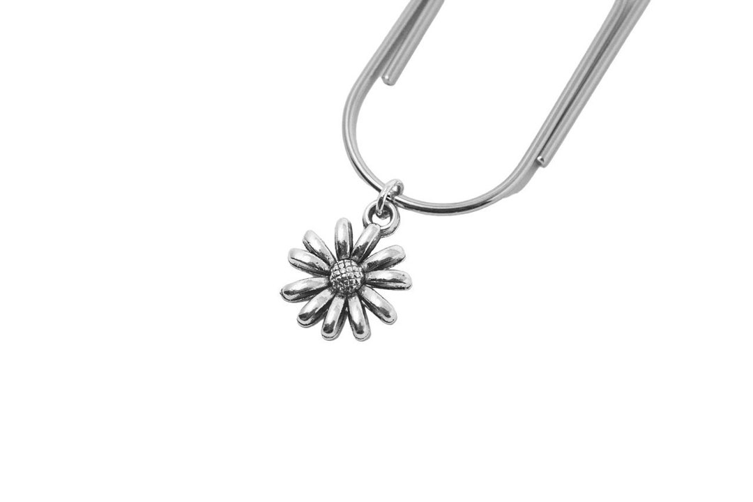 Daisy Flower Silver Planner Paperclip - Jumbo Floral Accessory - Etsy