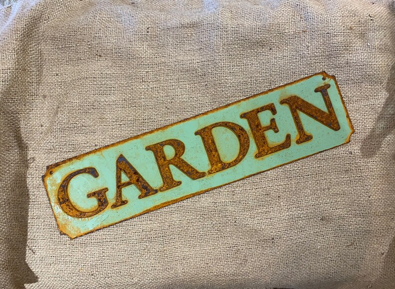 Rusty Garden Sign Verdigris Roman Font Industrial - Etsy UK