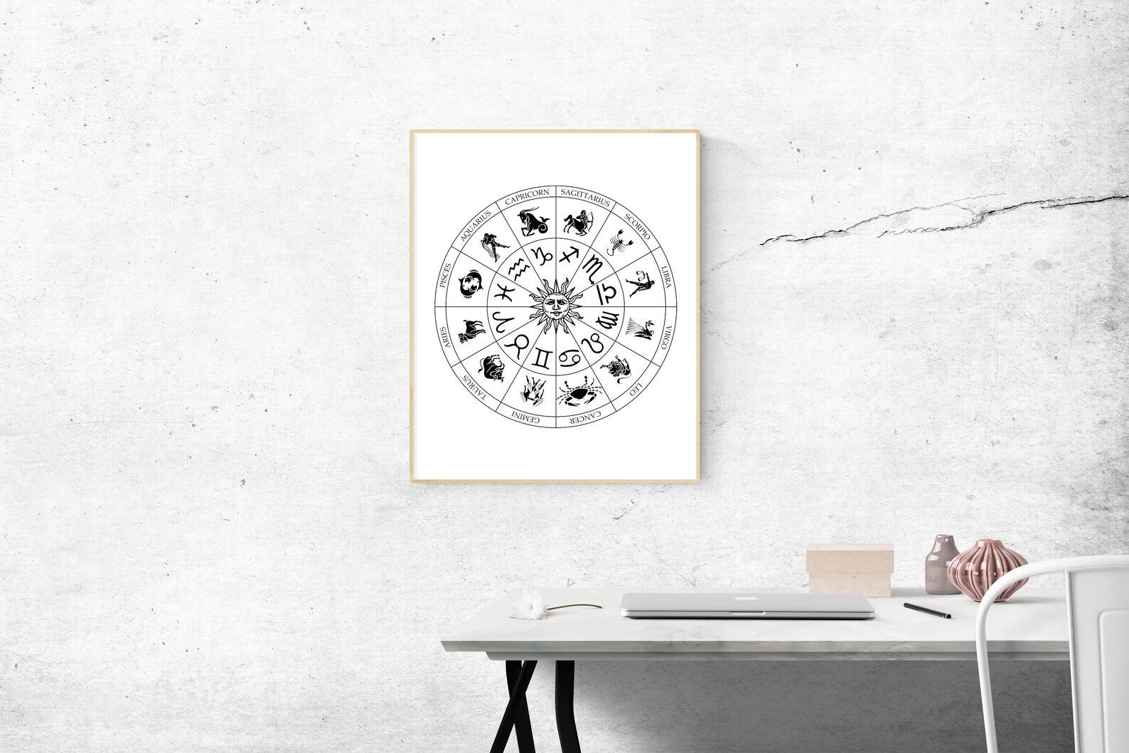 Zodiac Wheel Wall Art Printable, Zodiac Wheel Poster, Astrology, Star ...