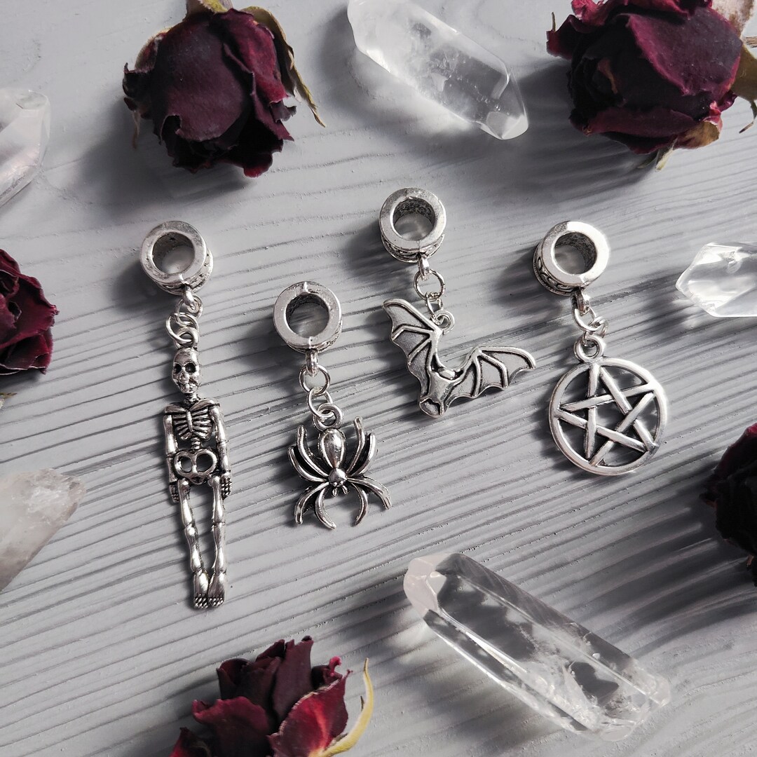 Set of 4 Halloween Dread Beads Skull Witch Style Dread Beads Metal ...