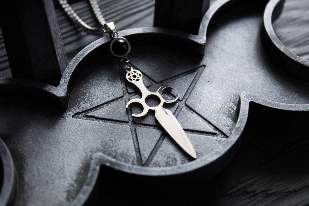 Pentagram Sword Necklace Dagger Pentacle Necklace Triple Moon Necklace ...