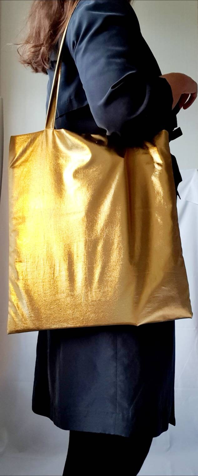 Gold Metallic Tote Bag - Etsy
