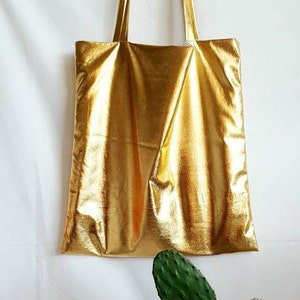 Gold Metallic Tote Bag - Etsy