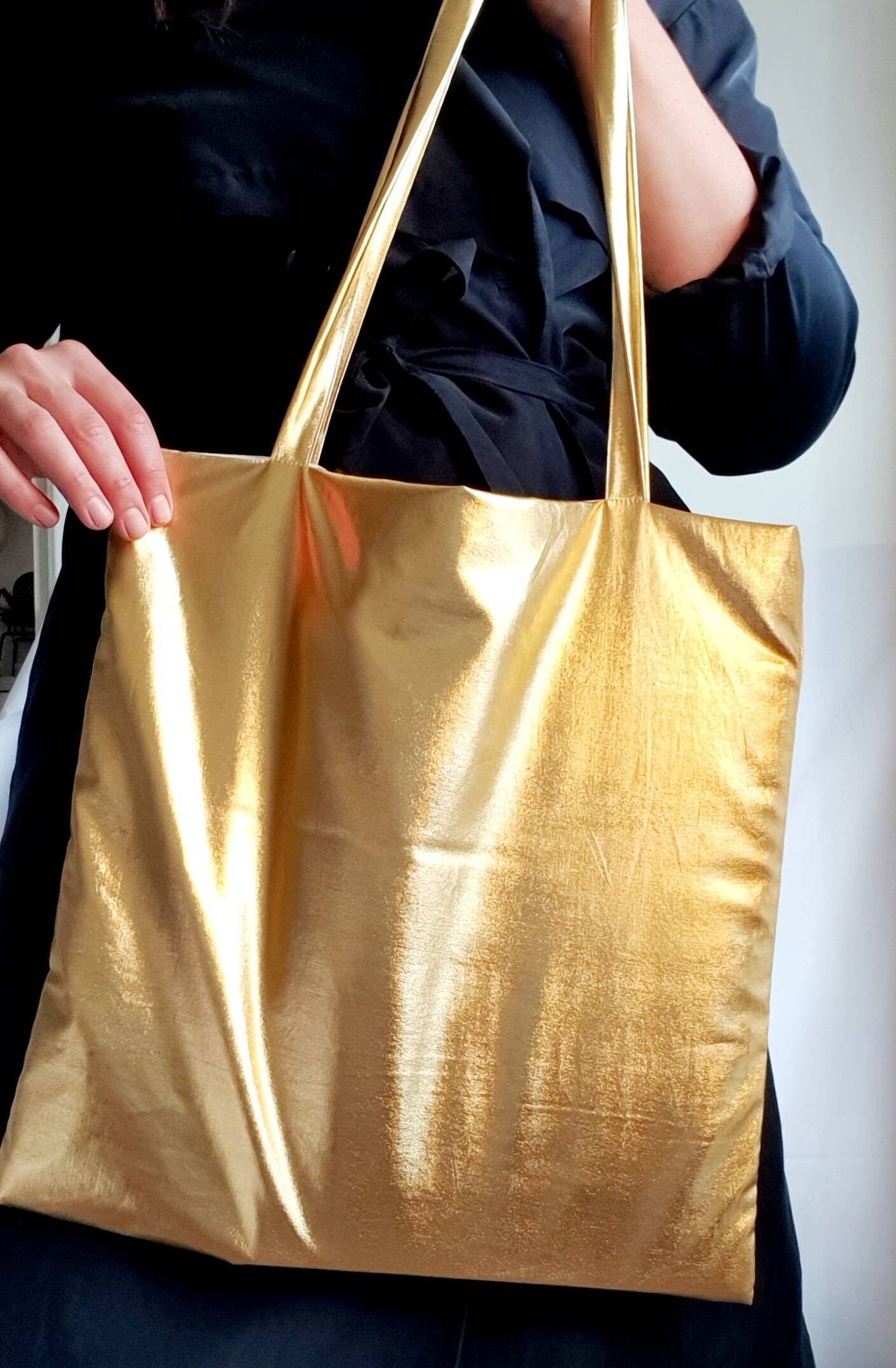 Gold Metallic Tote Bag - Etsy