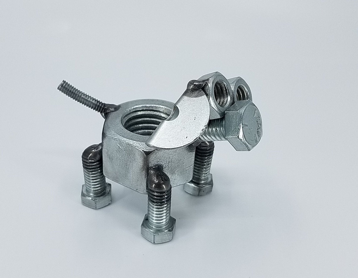 Welded Nuts and Bolts Dog Medium Round Body - Etsy