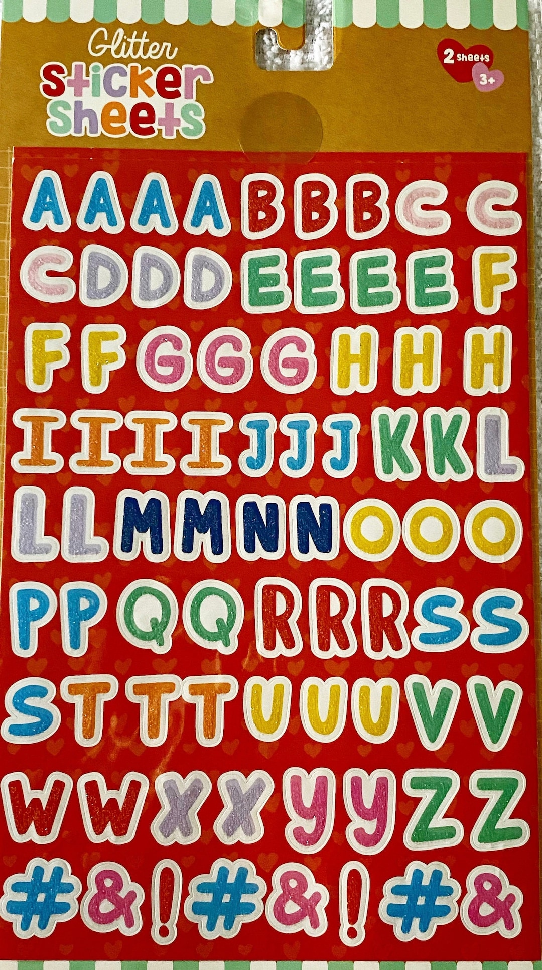 Alphabet Glitter Sticker Sheet - Etsy