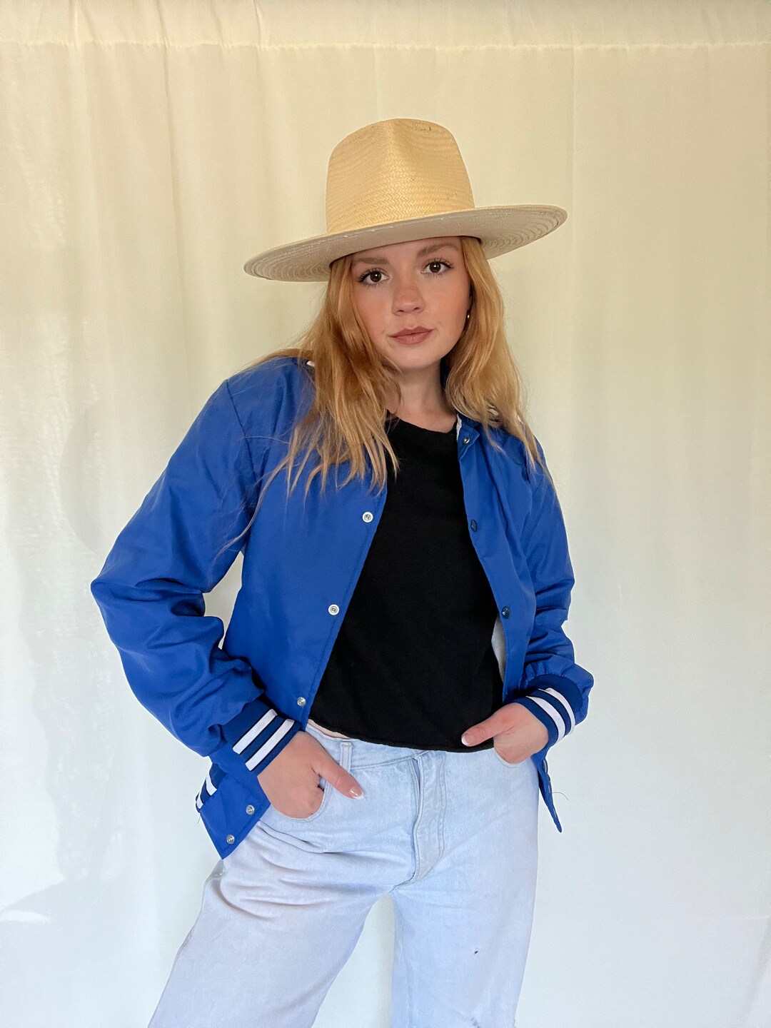 Vintage 80s Embroidered Letterman Style Bomber Jacket - Etsy