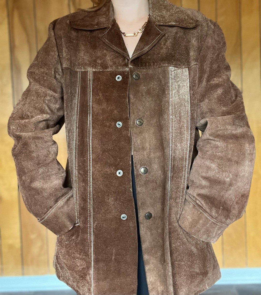 Vintage 60s Brown Genuine Suede Jacket - Etsy