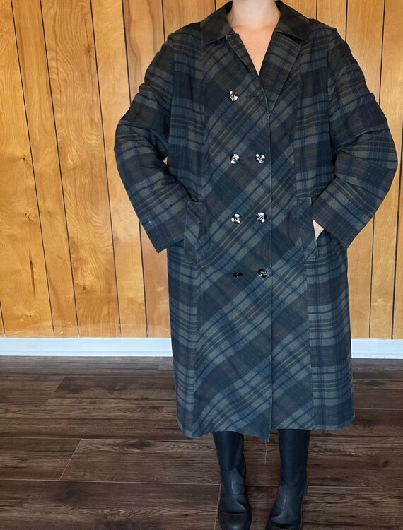 Vintage Double Breasted Plaid Overcoat - Gem