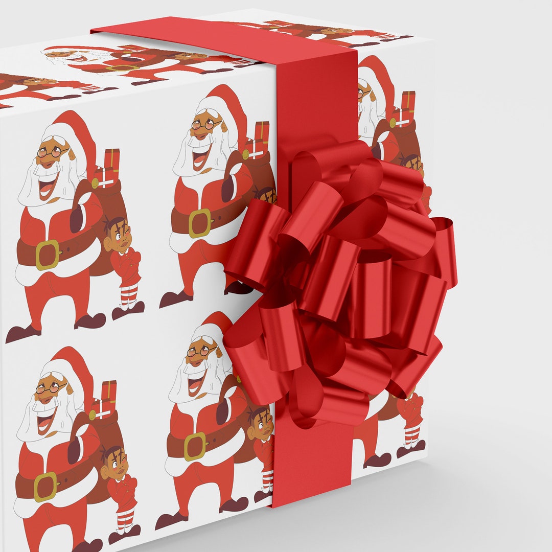 Black Santa Wrapping Paper, African American Santa, Black Christmas ...