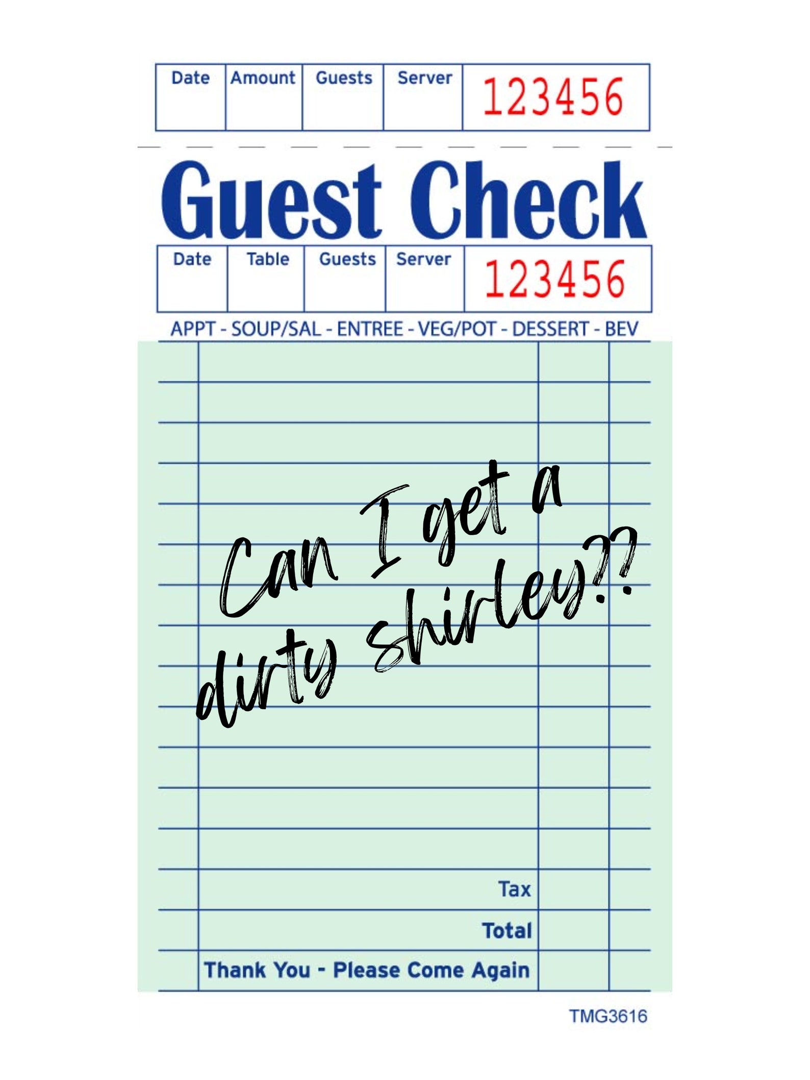 Trendy Guest Check Poster, Wall Art, Dirty Shirley Quote, Large ...