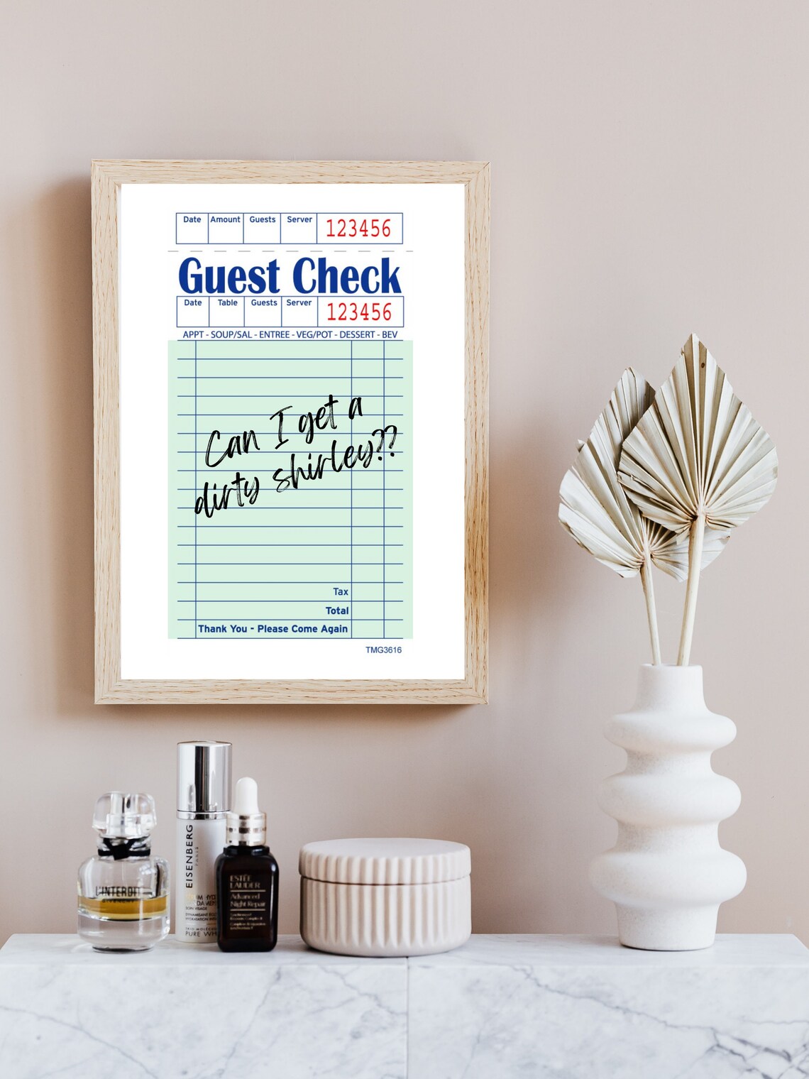 Trendy Guest Check Poster, Wall Art, Dirty Shirley Quote, Large ...