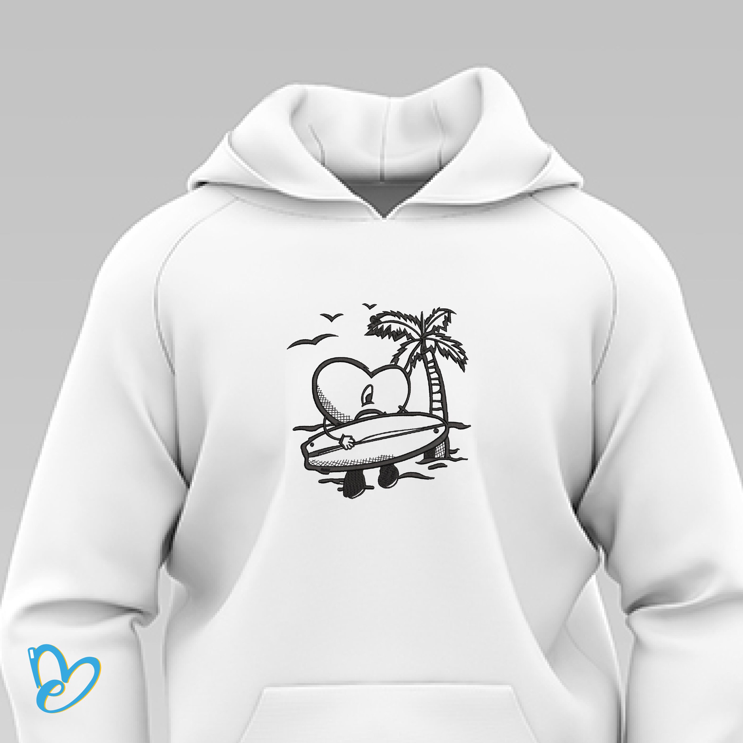 Bad Bunny Heart With Surfboard Embroidery Design 4 Sizes - Etsy