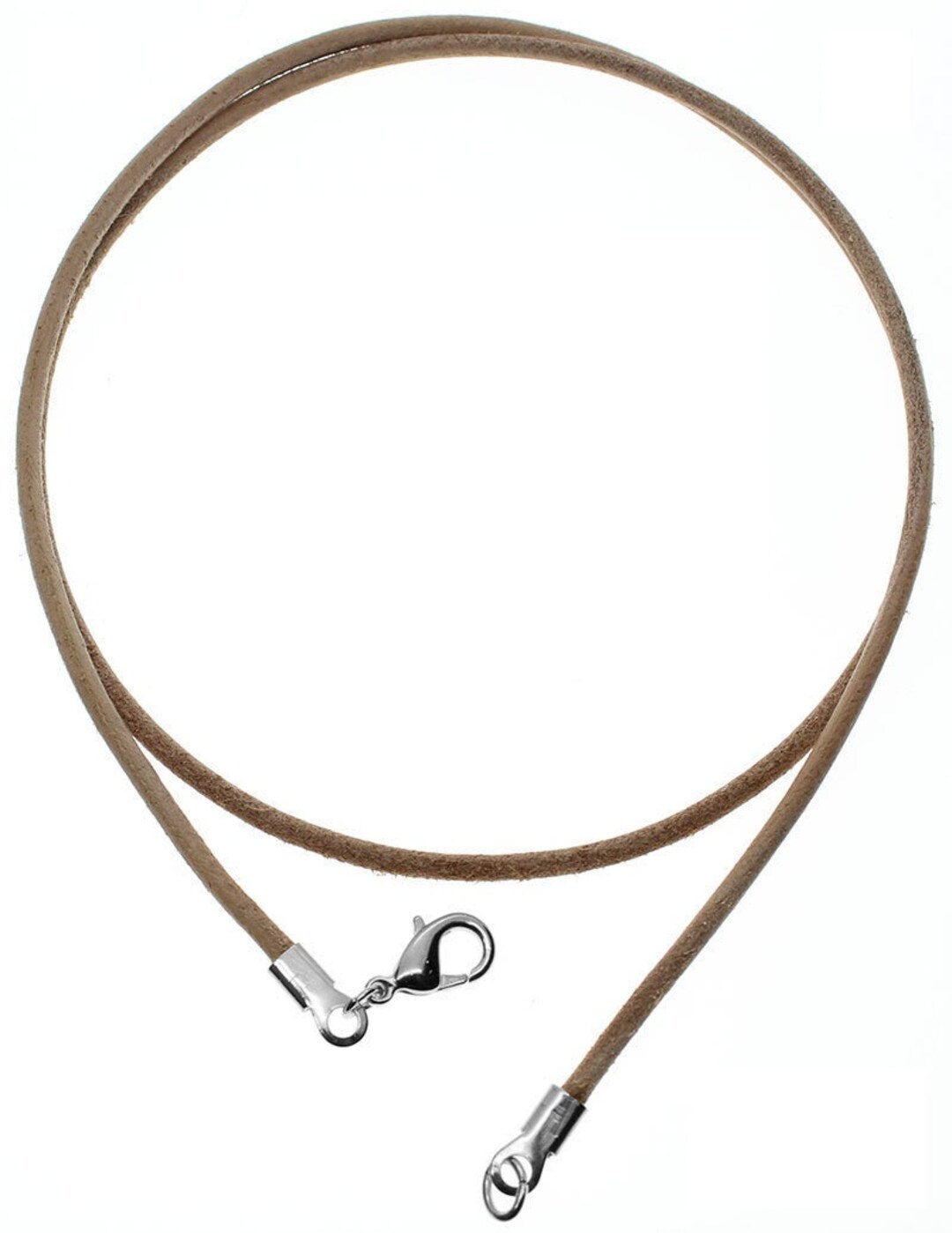 Natural Undyed Genuine Leather Cord Necklace Silver/gold Clasp 16