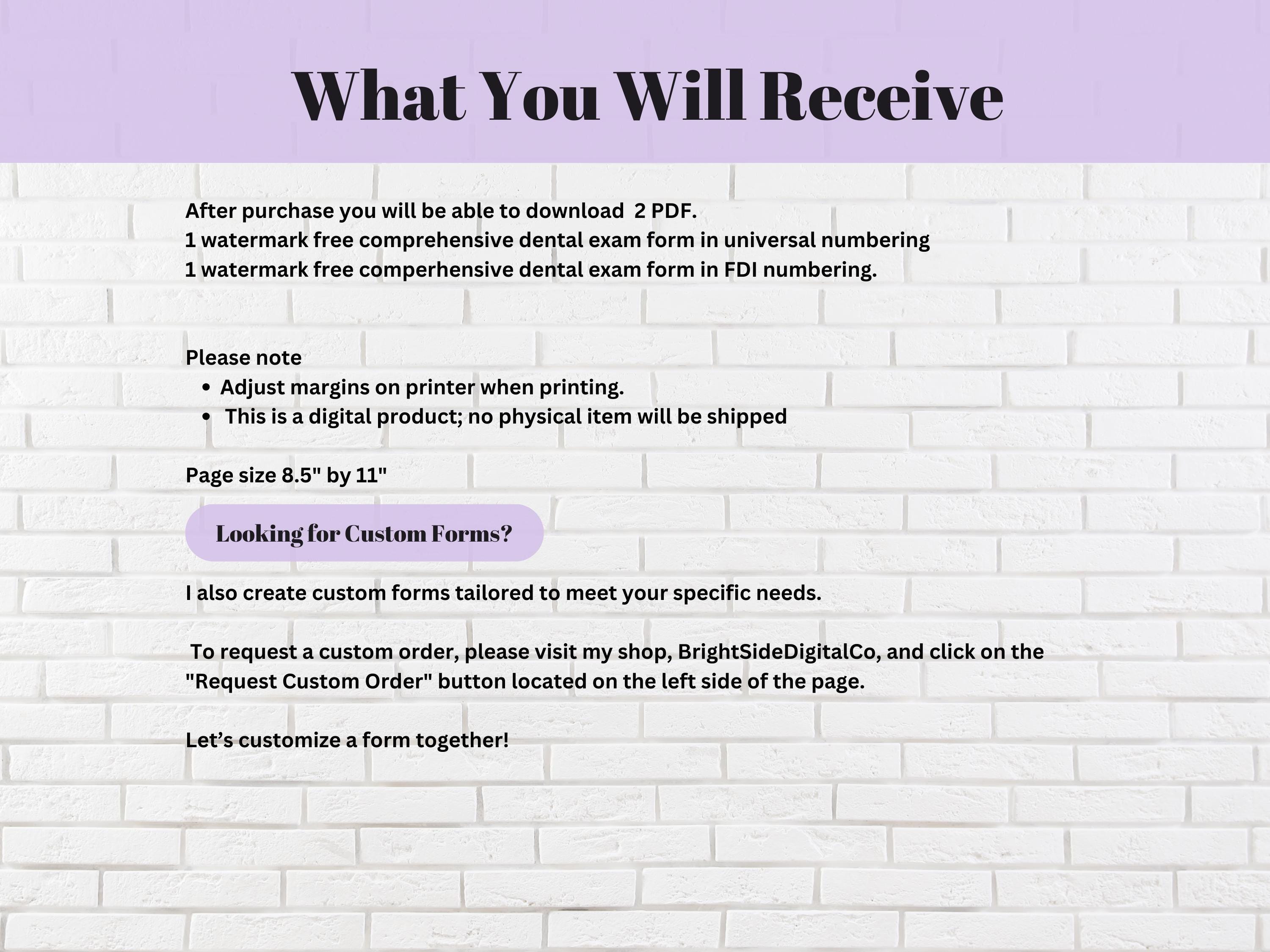 Dental Exam Form | Complete Oral Exam Template | Dentist Charting ...