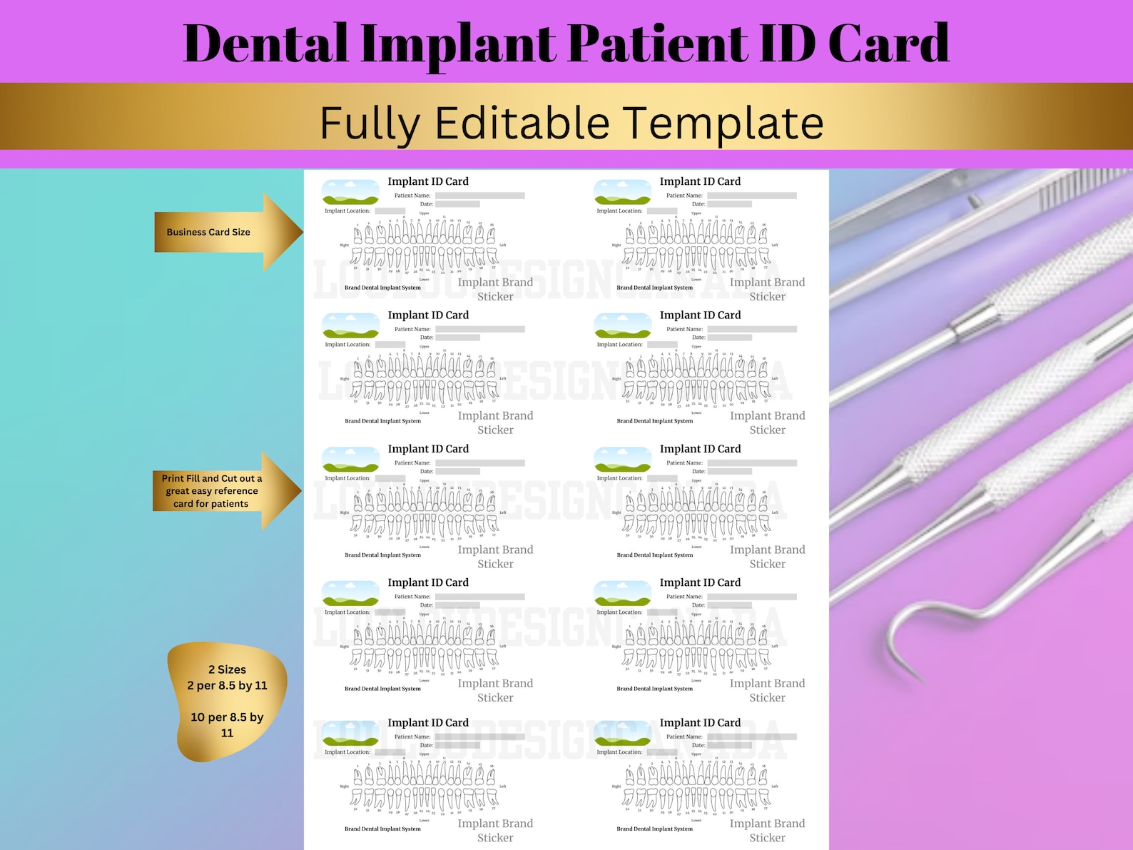 Dental Implant Patient ID Card | Implant ID Card | Medical ID Card ...