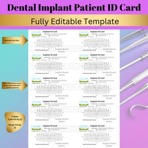 Dental Implant Patient ID Card | Implant ID Card | Medical ID Card ...
