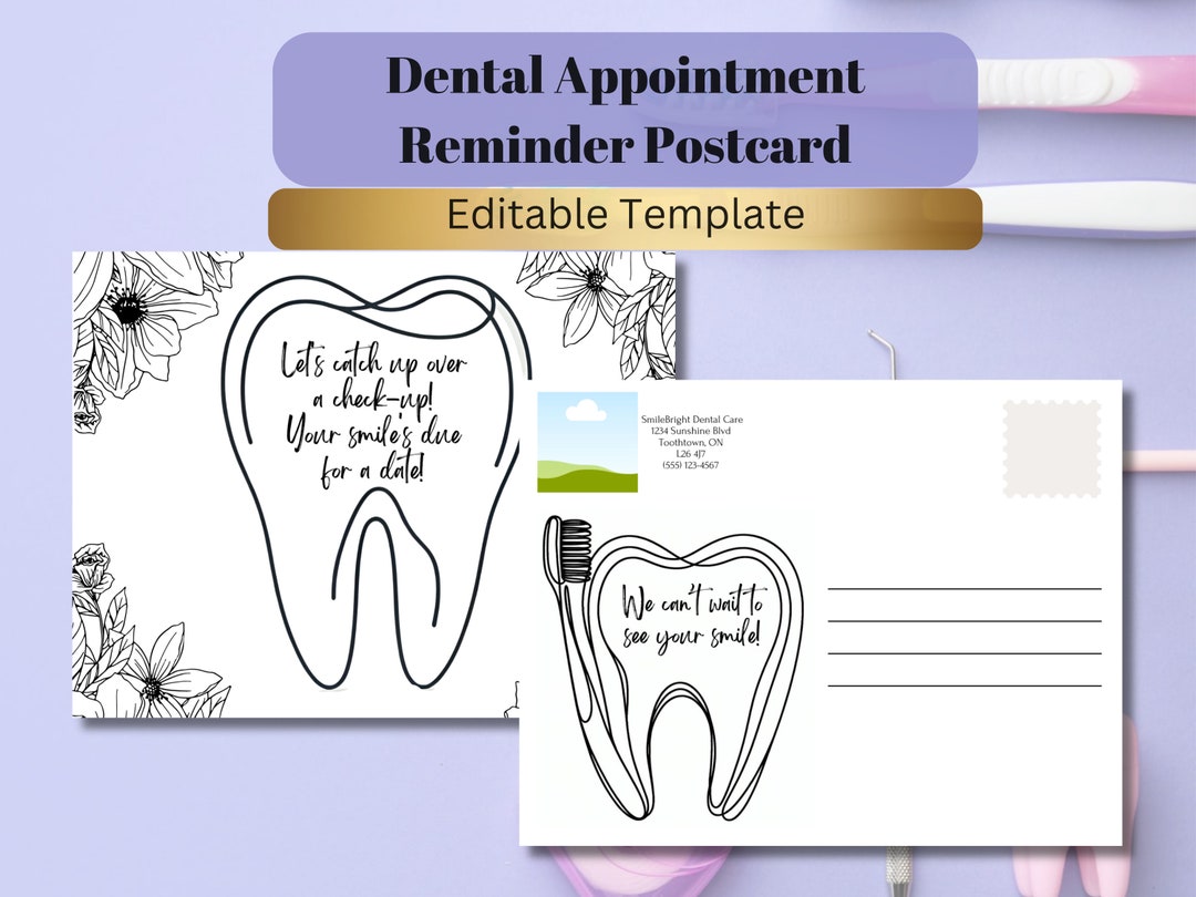 Dentist Postcard | Dental Office Appointment Reminder Mailer | Editable ...