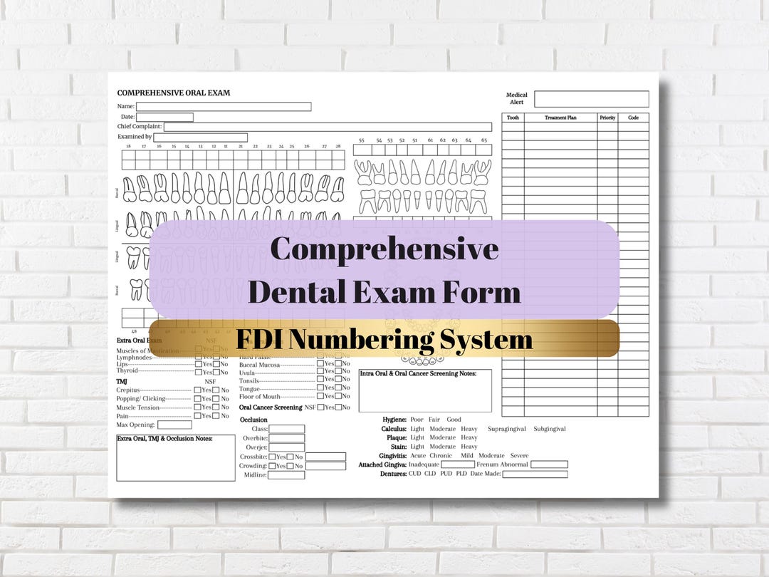 Complete Dental Exam Form | Dental Office Exam Forms | Dentist Charting ...