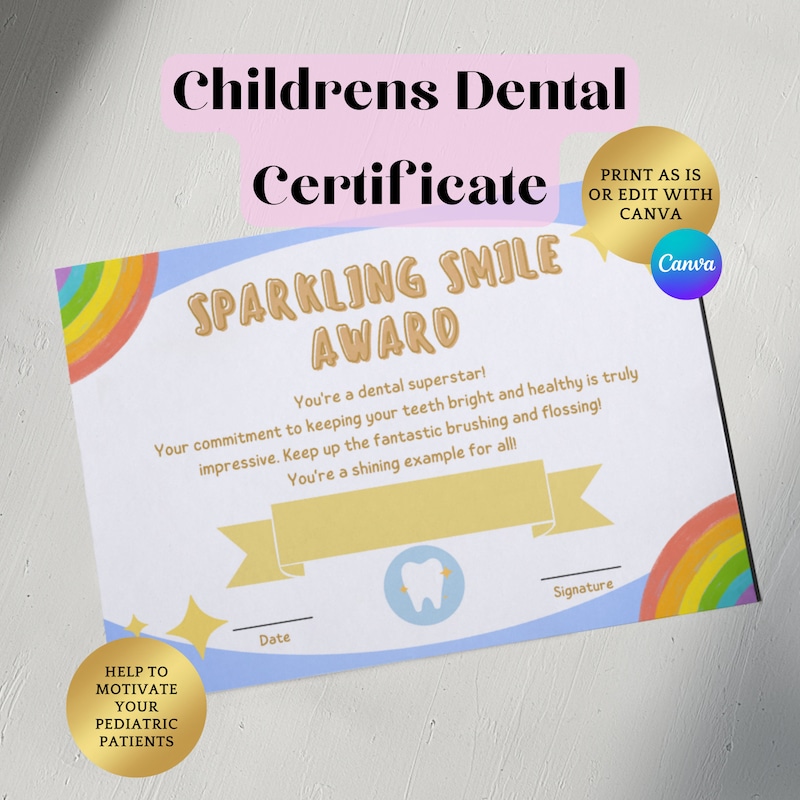 Dental Kids Certificates - Etsy UK