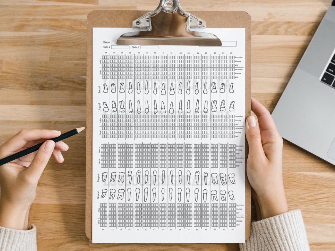 Periodontal Charting Form | Printable Perio Chart | Dental Office ...