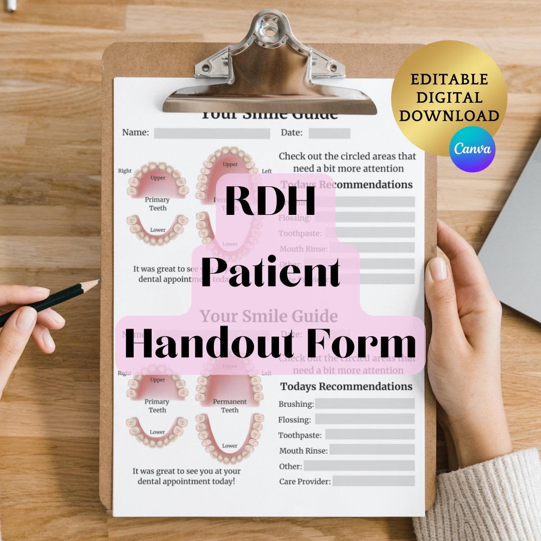 RDH Patient Handout Form | Hygienist Progress Notes | Dental Office ...