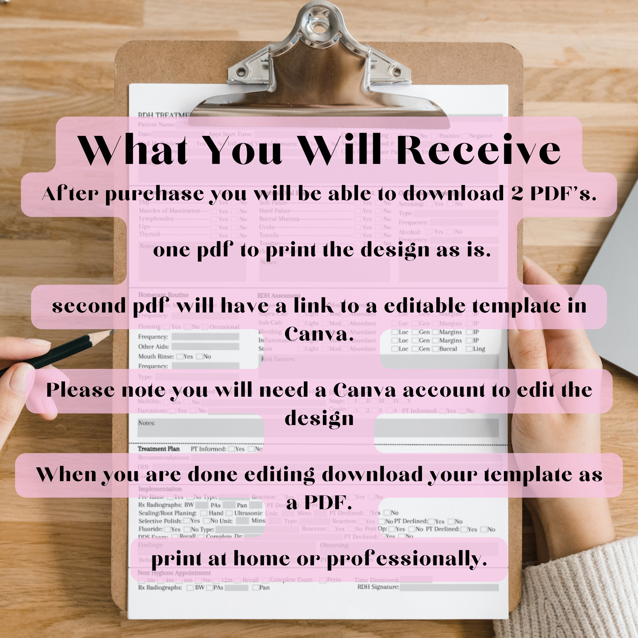 RDH Documentation Hygiene Treatment Sheet Dental Treatment Notes RDH ...