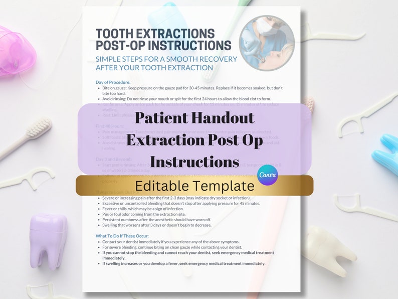 Dental Extraction Post Op Guide | Customizable Tooth Extraction ...